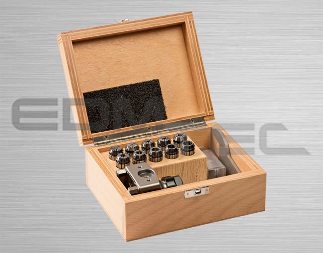 Collet holder set in wooden box System 3R® – Eroding accessories | EDM ...